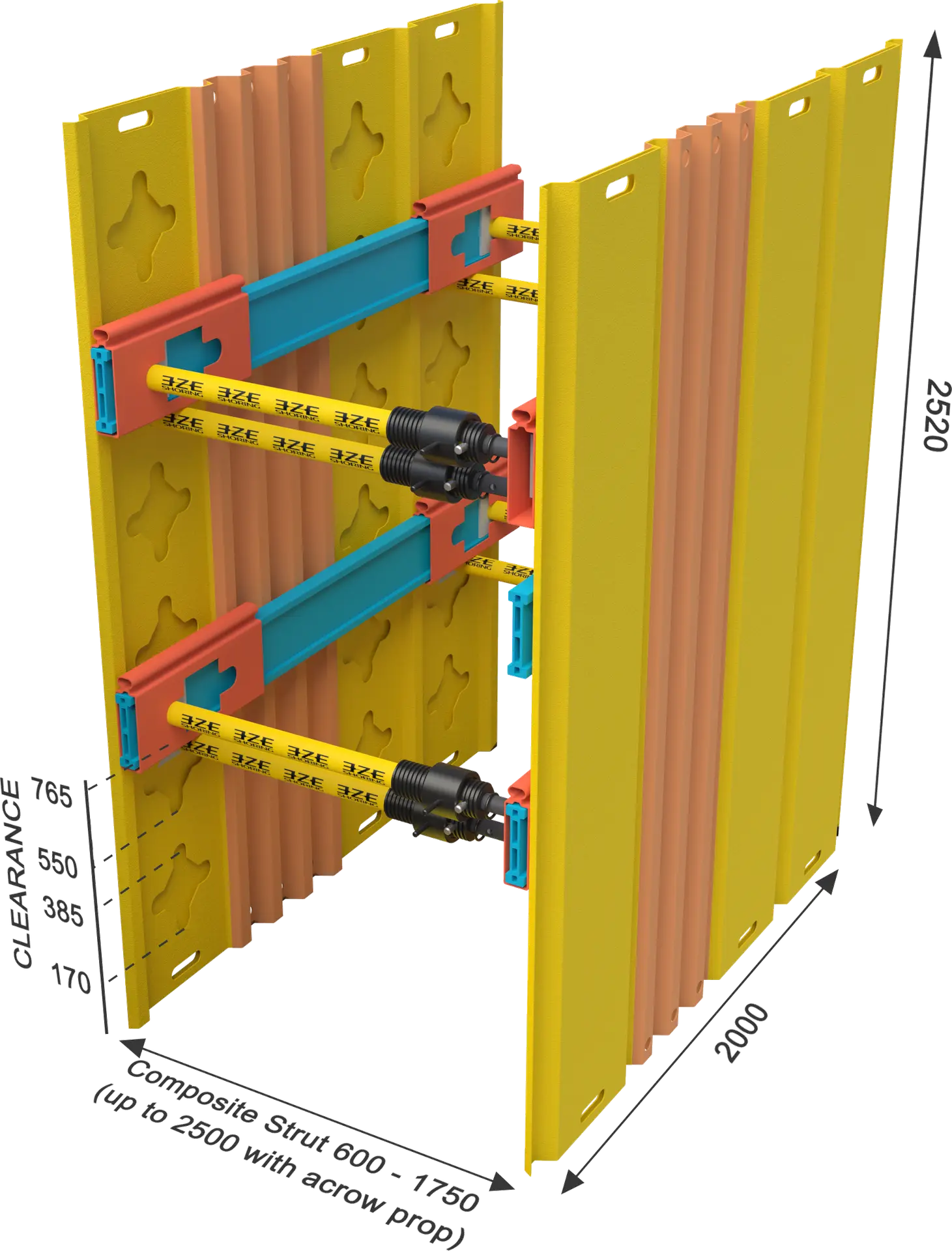 Open System 2.52D x 0.68 - 1.06W x 2.0L Steel Strut - EZE Shoring